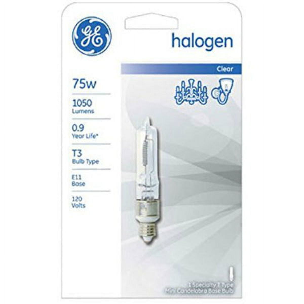 GE Lighting 12715 Mini Candelabra Base T3 Quartz Halogen Bulb, Clear ...