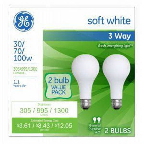 GE Lighting 30/70/100W (30/70/100W Equivalent) Soft White General Purpose Light Bulbs, 2-Pack ...