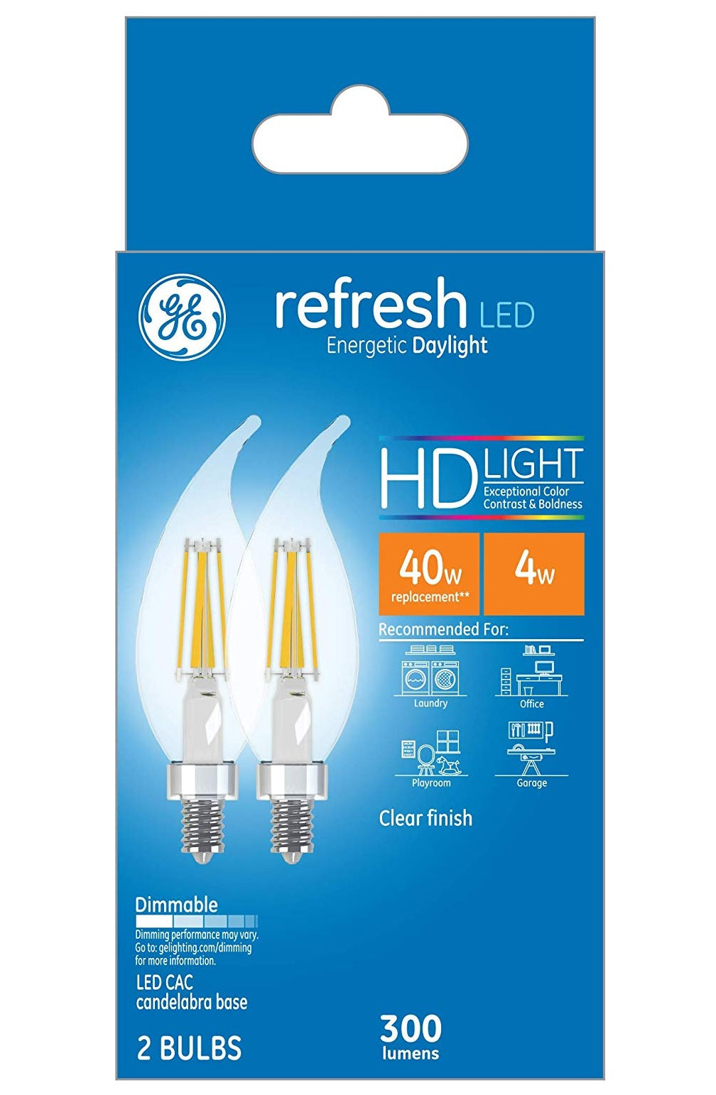 GE Lighting 31425 Refresh HD Dimmable LED Light Bulb, 4 Watts, Each ...