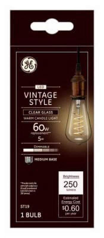 GE Vintage ST19 E26 LED Bulb, Warm Candle Light, Dimmable, 60W ...