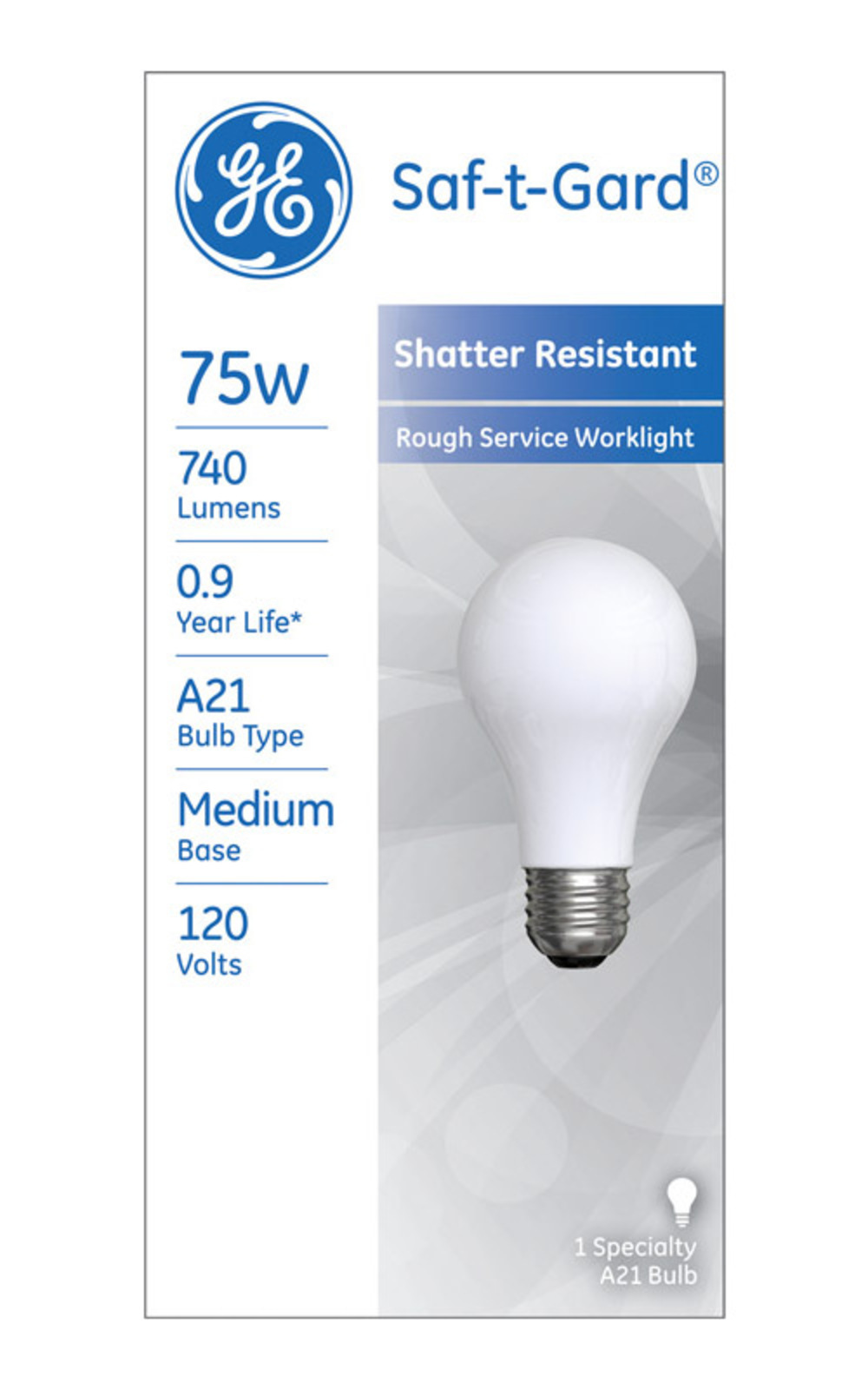 GE Lighting 46895 75-Watt Rough Service Saf-T-Gard A21 Light Bulb, 1 ...