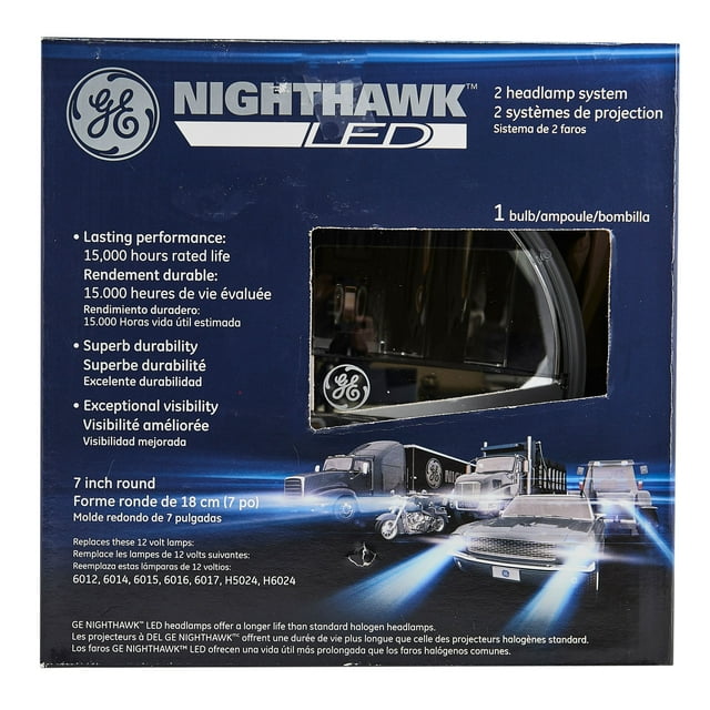 GE Lighting 69821 Nighthawk LED 7-Inch Round Sealed Beam Headlight, 1 ...
