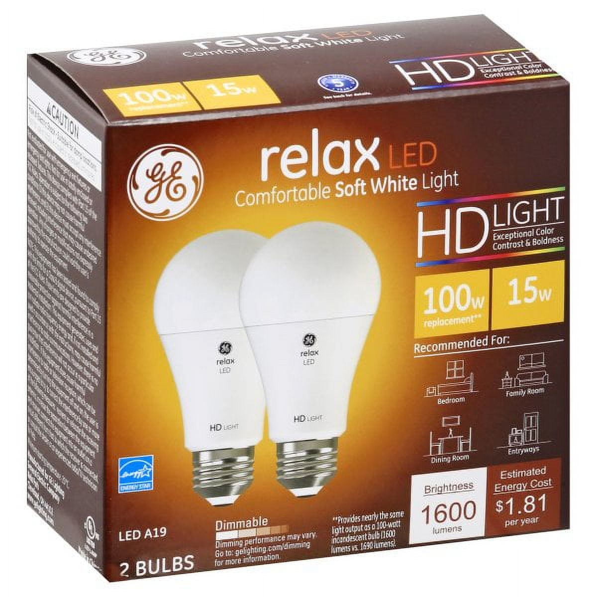 GE Lighting Relax HD LED Light Bulb, 17W, 1600 Lumens, Soft White ...