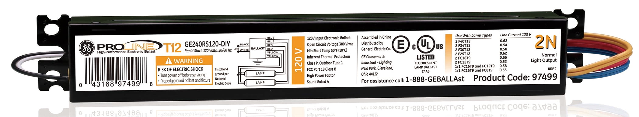 GE Lighting 93893 120 Volt Electronic Ballast - Walmart.com