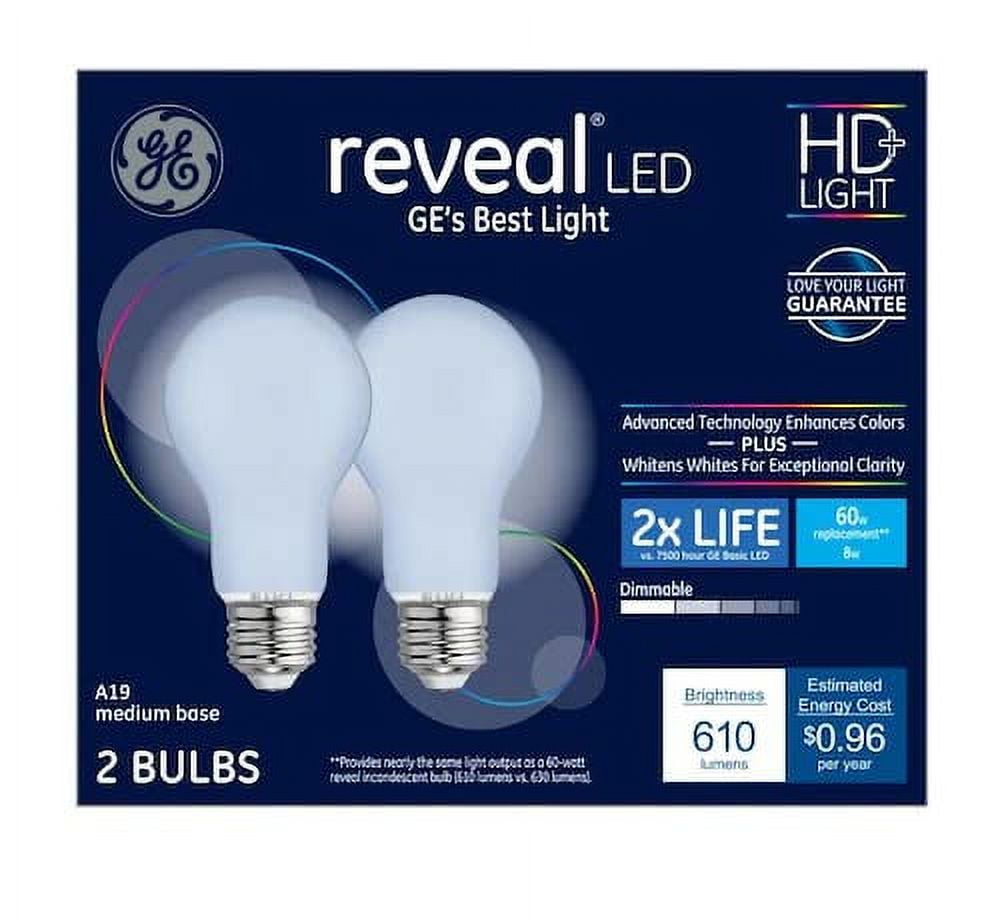 GE Lighting Reveal LED Light Bulbs, 8W, 60W Equivalent, Dimmable ...