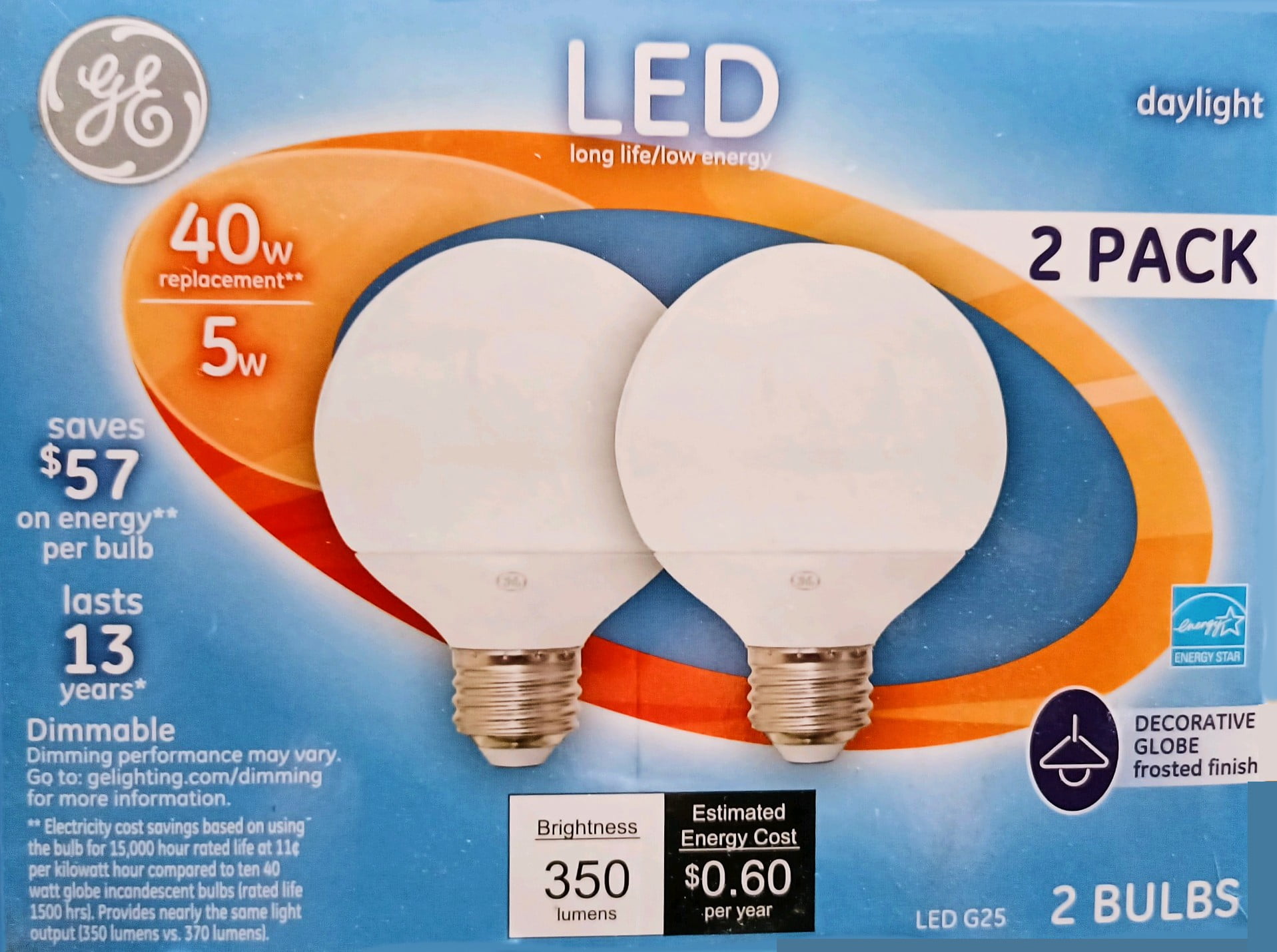 GE Lighting LED 5W (40W Equivalent) Frosted Decorative Light Bulbs ...