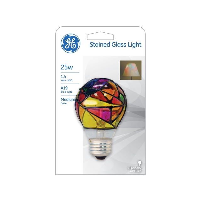 GE Lighting 25W Stained Glass Bulb, Decorative Multicolor, Medium Base ...