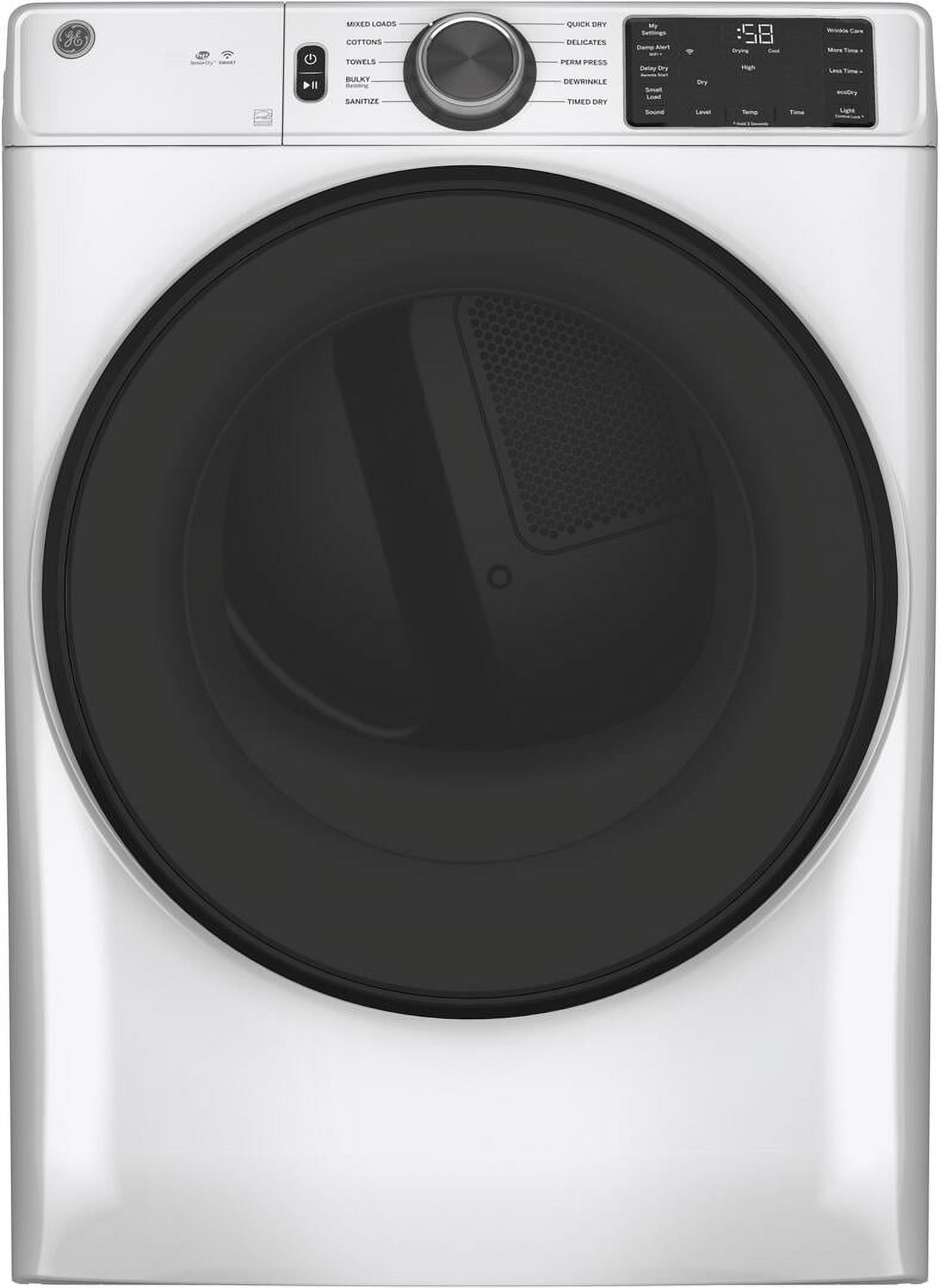 GE Long Vent 7.8 cu. ft. Capacity Smart Electric Dryer with Sanitize ...