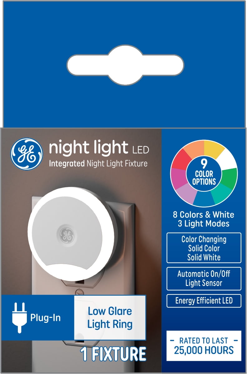 GE Night Light Plug-In Fixture, Color Changing, 9 Color Options ...