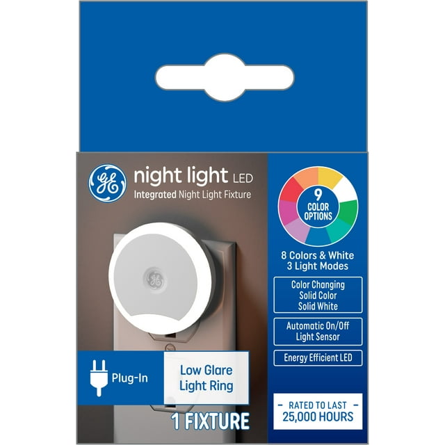 GE Night Light Plug-In Fixture, Color Changing, 9 Color Options ...