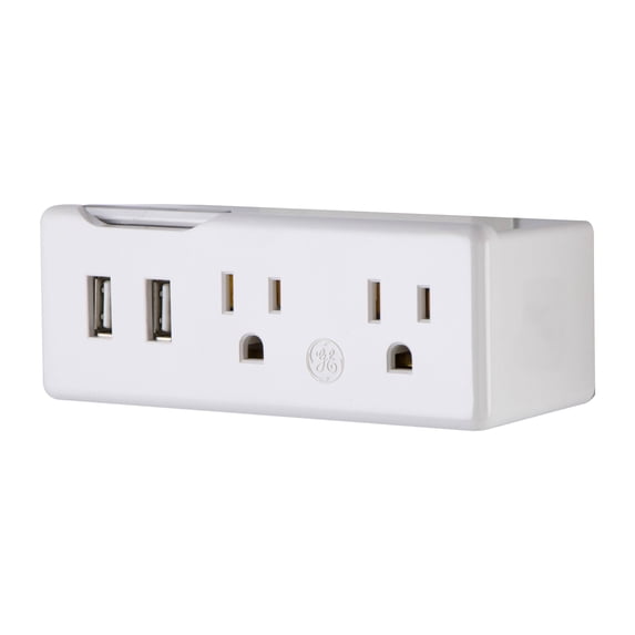 GE Pro 2-Outlet 2-USB Port Charging Station, White, 35805: Computer ...