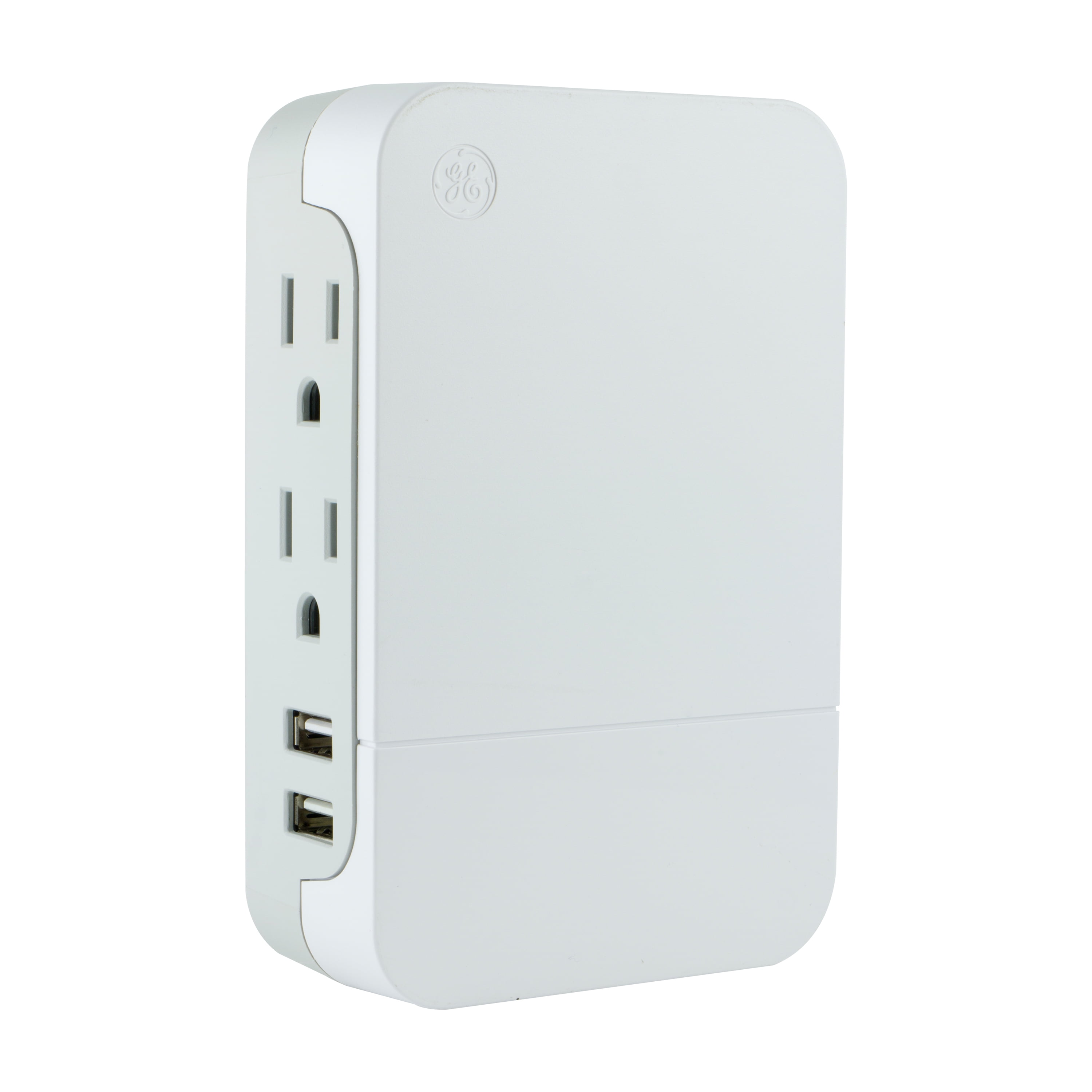 GE Pro 2-Outlet, 2 USB Side-Access Surge Protector Adapter, White ...