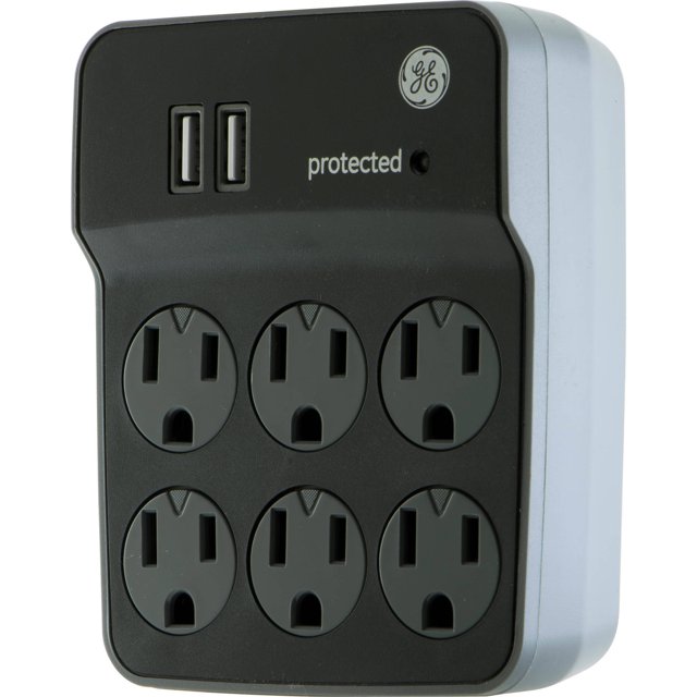 GE Pro Surge Protector with 6 Outlets and 2 USB Charging Ports ...