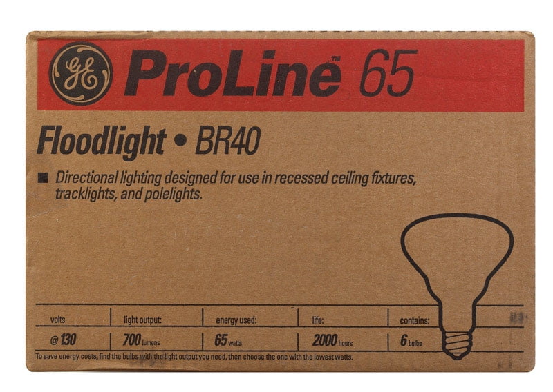 G E Lighting 24998 ProLine Flood Light Bulbs, 65 Watt, 6-Pk. - Walmart.com