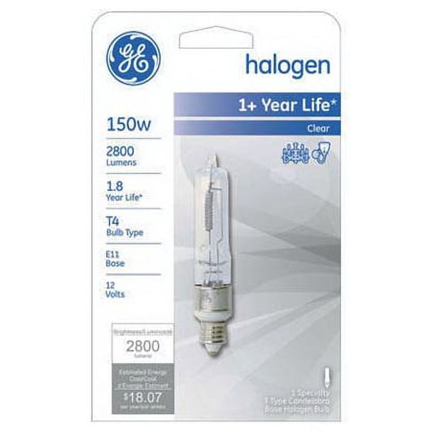 GE Q150Cl/MC/CD 150W Halogen Quartz Bulb Mini Candelabra Base, Each ...