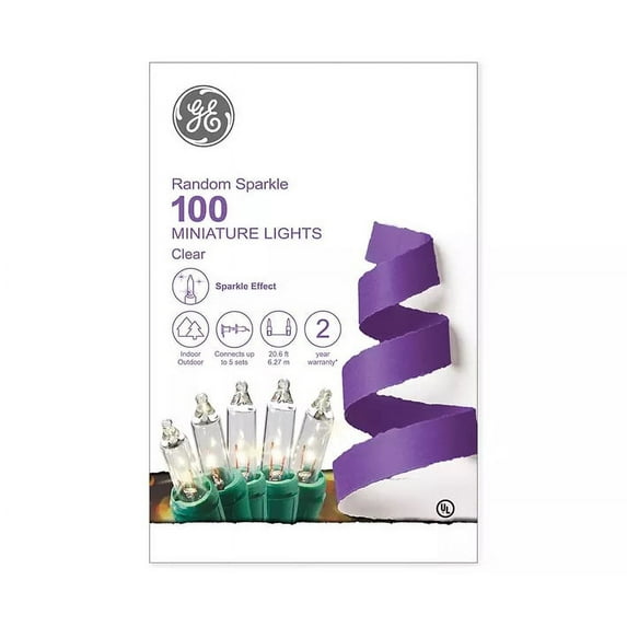 GE Random Sparkle 100 Miniature Clear Lights String Lights Green Wire ...