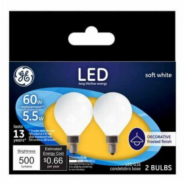GE Refresh G16.5 E12 (Candelabra) LED Bulb Daylight 40 Watt Equivalence 2 pk - Walmart.com