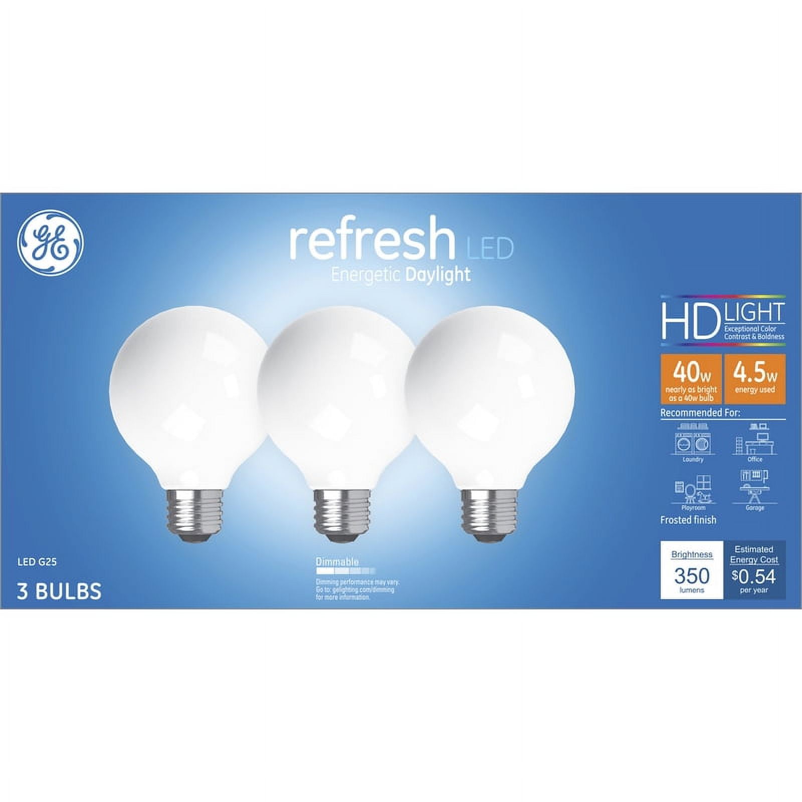 GE 43281 LED Bulb Refresh G25 E26 (Medium) Soft White 40 W Frosted ...
