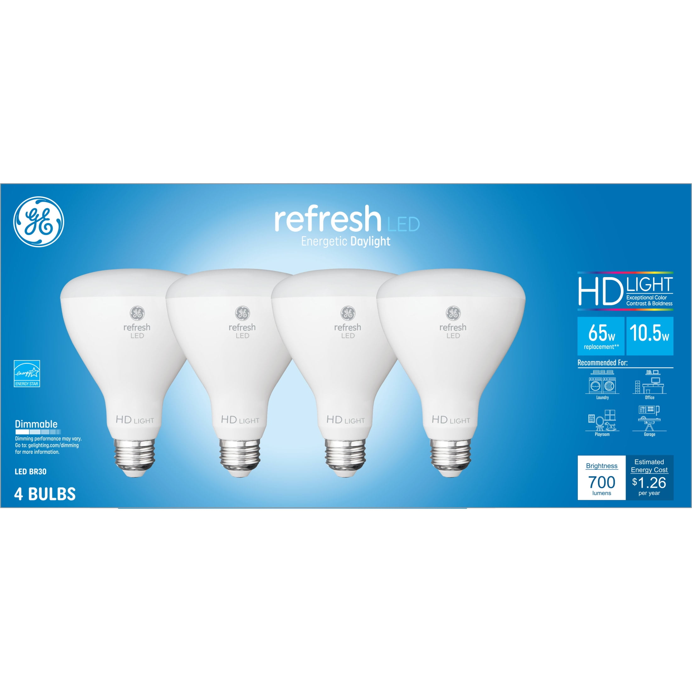 GE Refresh LED Indoor Floodlights, 65 Watt Eqv, Daylight, BR30 Light ...