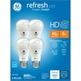 GE HD Refresh LED Light Bulbs, Daylight, 40 Watt Eqv, A19, 4pk - Walmart.com
