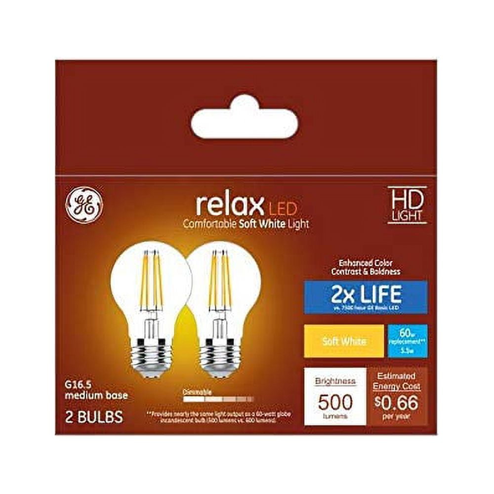 GE Relax 2-Pack 60 W Equivalent Dimmable Soft White G16.5 LED Light ...