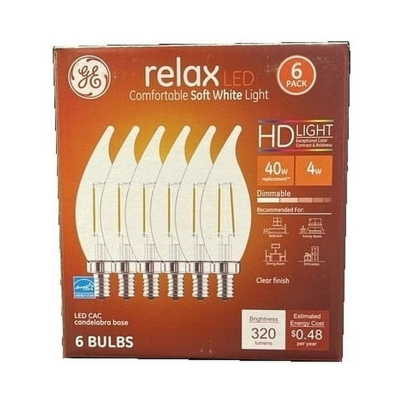 GE Relax LED Soft White Light 40W Replacement Bulb, Energy Efficient ...