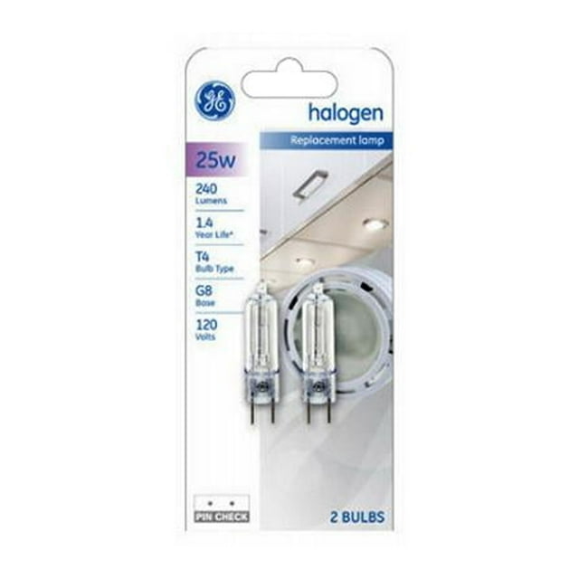GE Replacement Lamp Halogen Light Bulbs, Soft White, 25 Watts, G8 Base ...