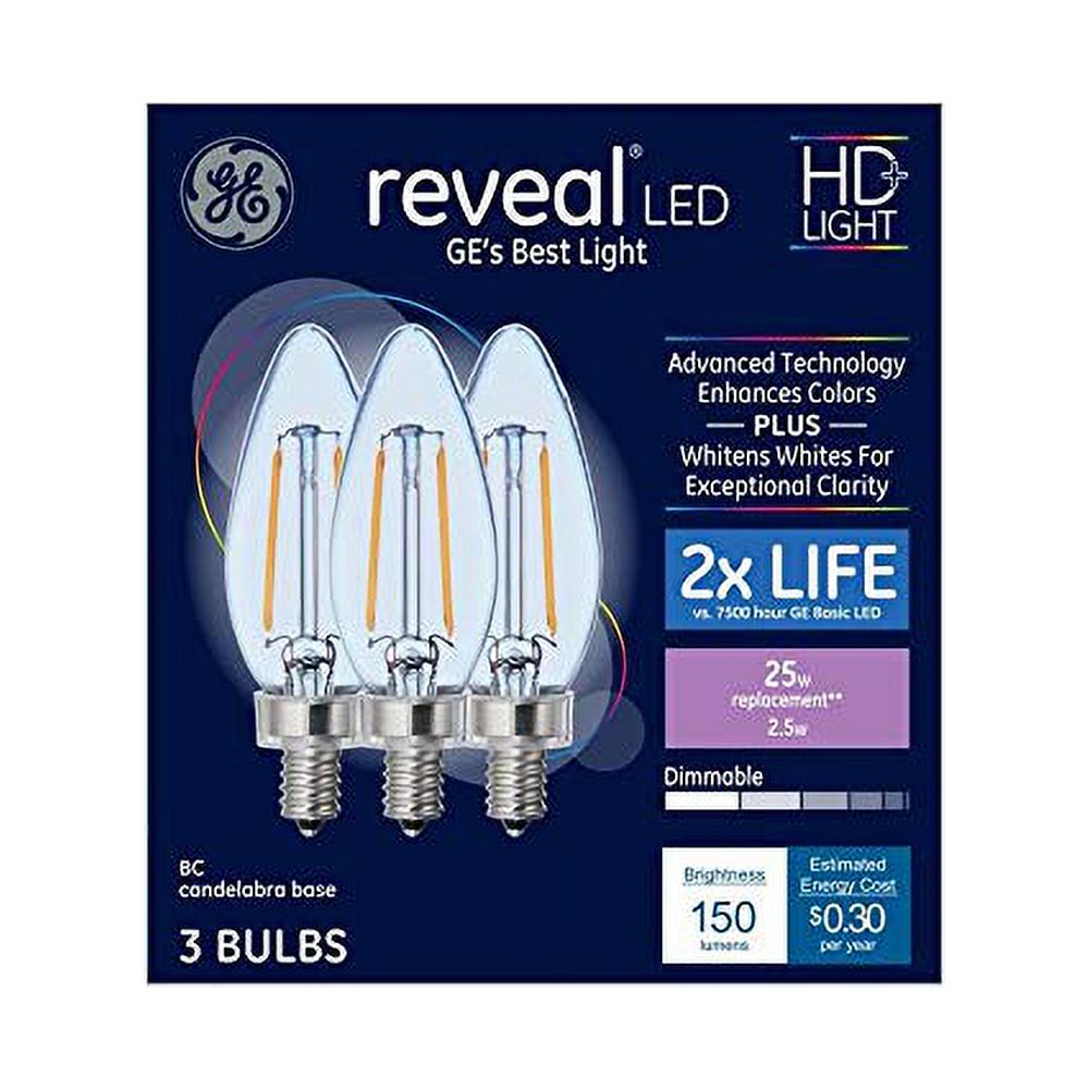 GE Reveal 40-Watt Dimmable B13 Decorative 64520 Incandescent Light Bulb ...