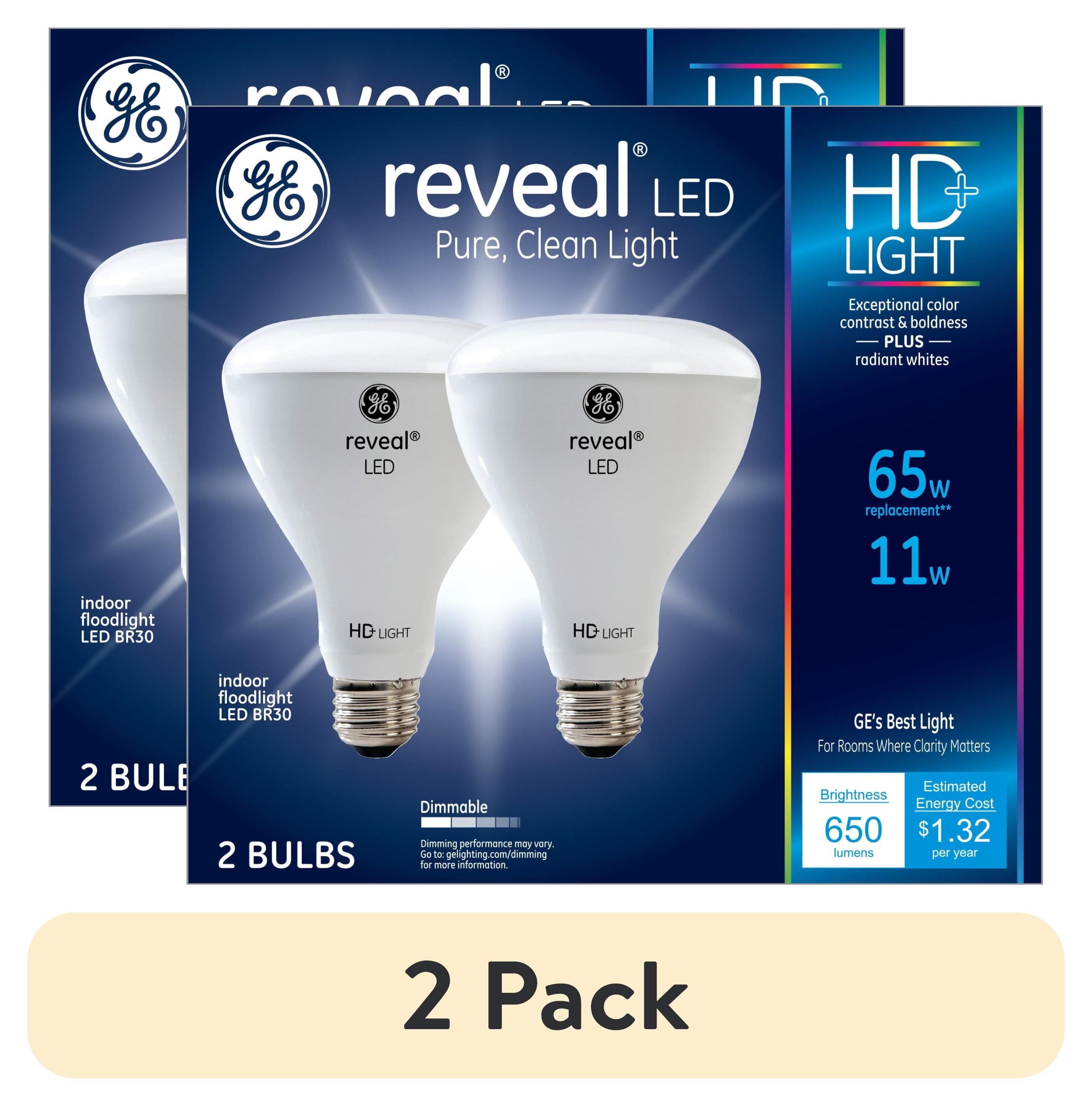 (2 pack) GE Reveal HD+ LED Light Bulbs, 65 Watt, BR30 Floodlights ...