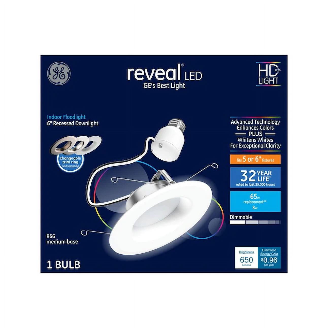 GE Reveal White 5-in or 6-in 650-Lumen Soft White Round Dimmable LED ...