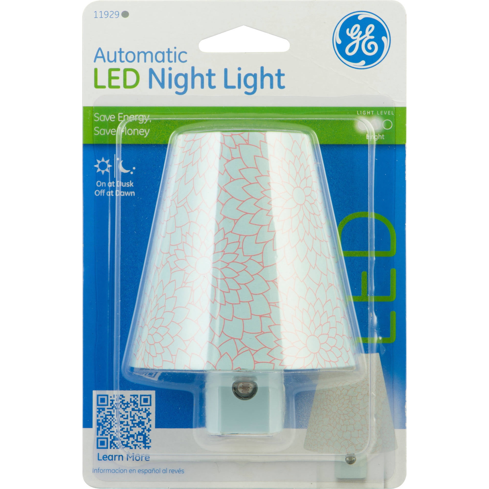 GE Round Shade Blue Chrysanthemum Automatic LED Nightlight - Walmart.com