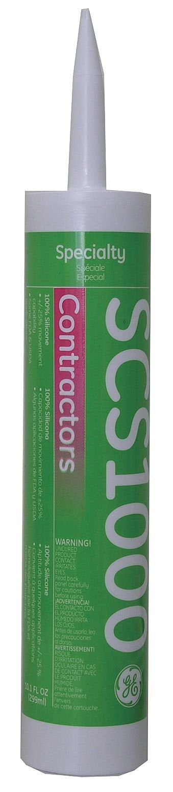 GE SCS1000 Contractors Silicone Sealant, 10.1 fl oz Tube, White Case of ...