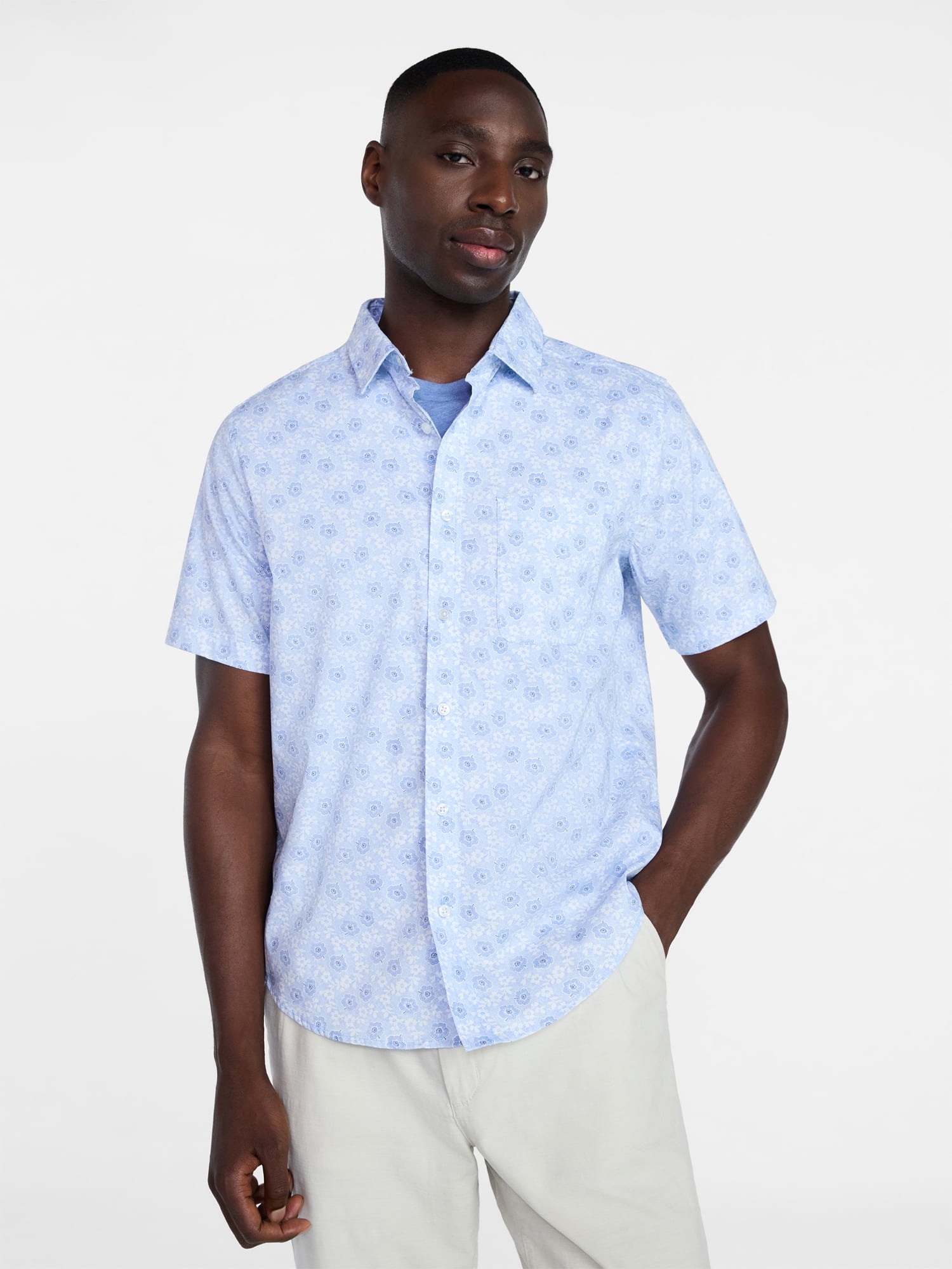 George Men's and Big Men's Button Up Performance Shirt with Short ...