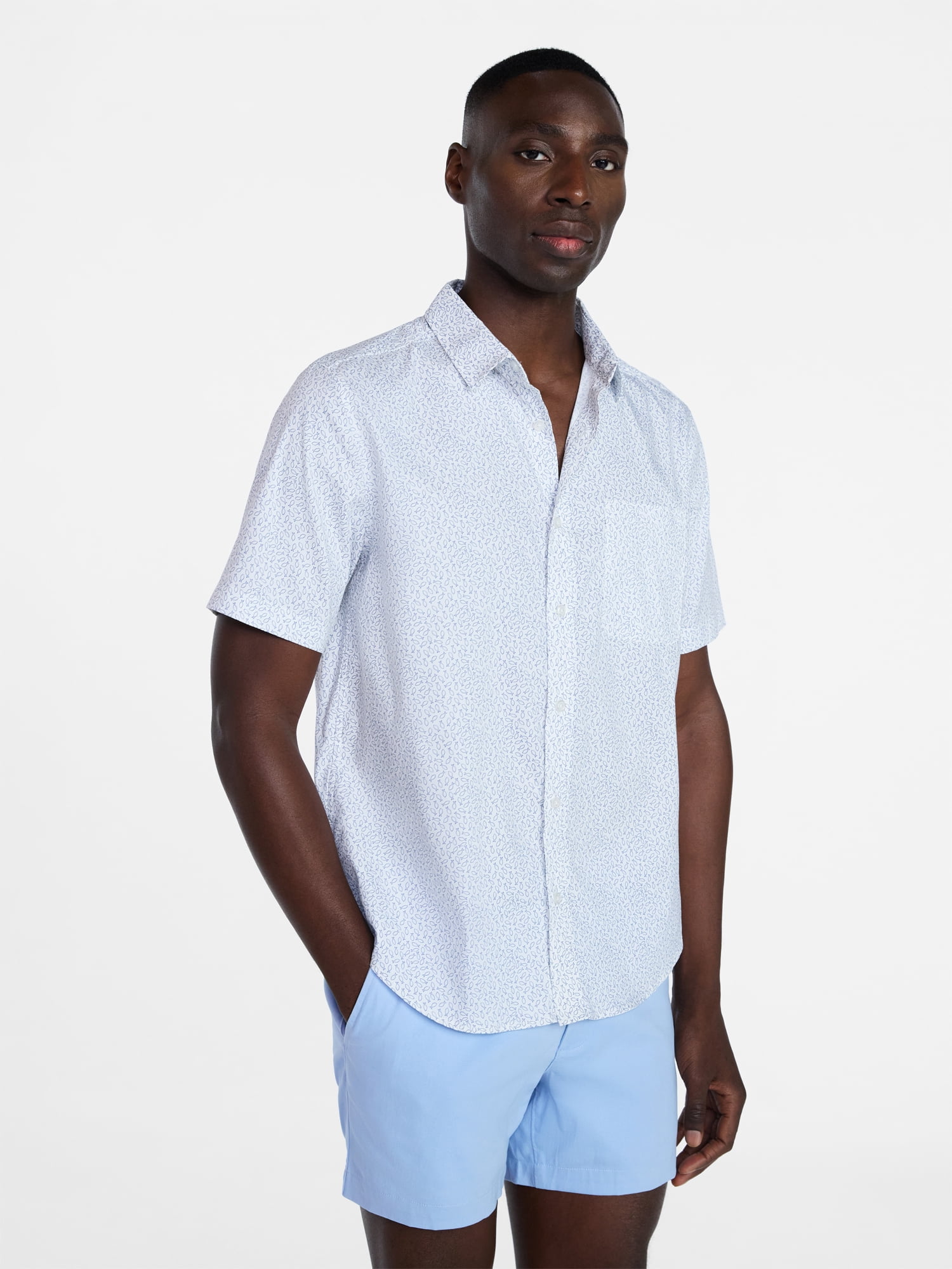 George Men's and Big Men's Button Up Performance Shirt with Short ...