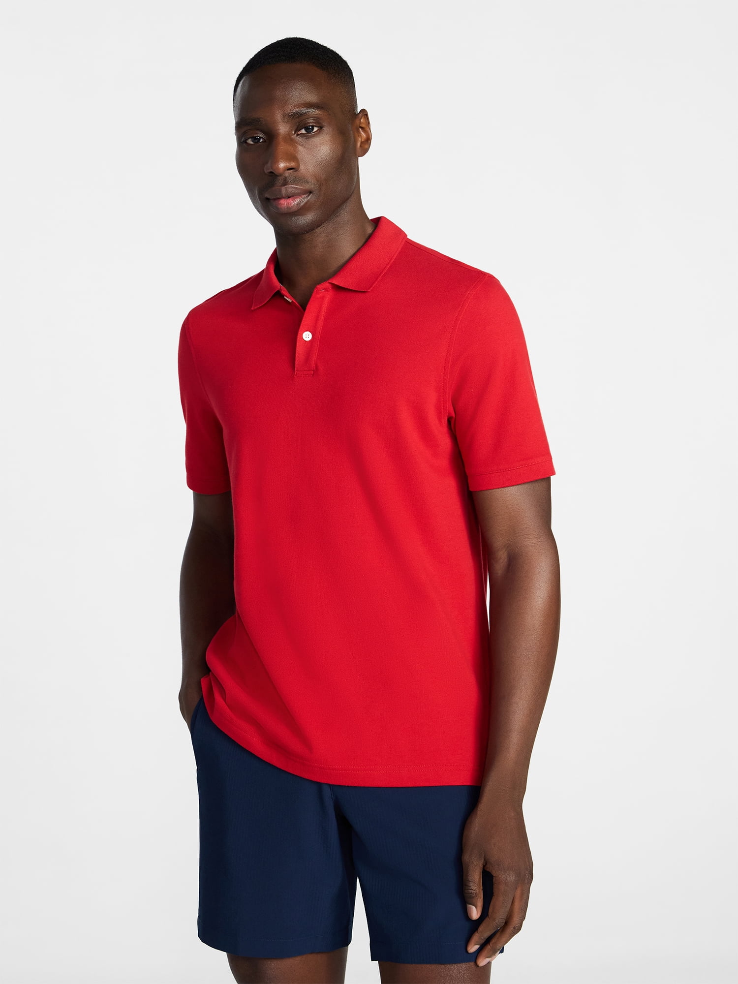 George Men's & Big Men's Classic Fit Pique Polo with Short Sleeves ...