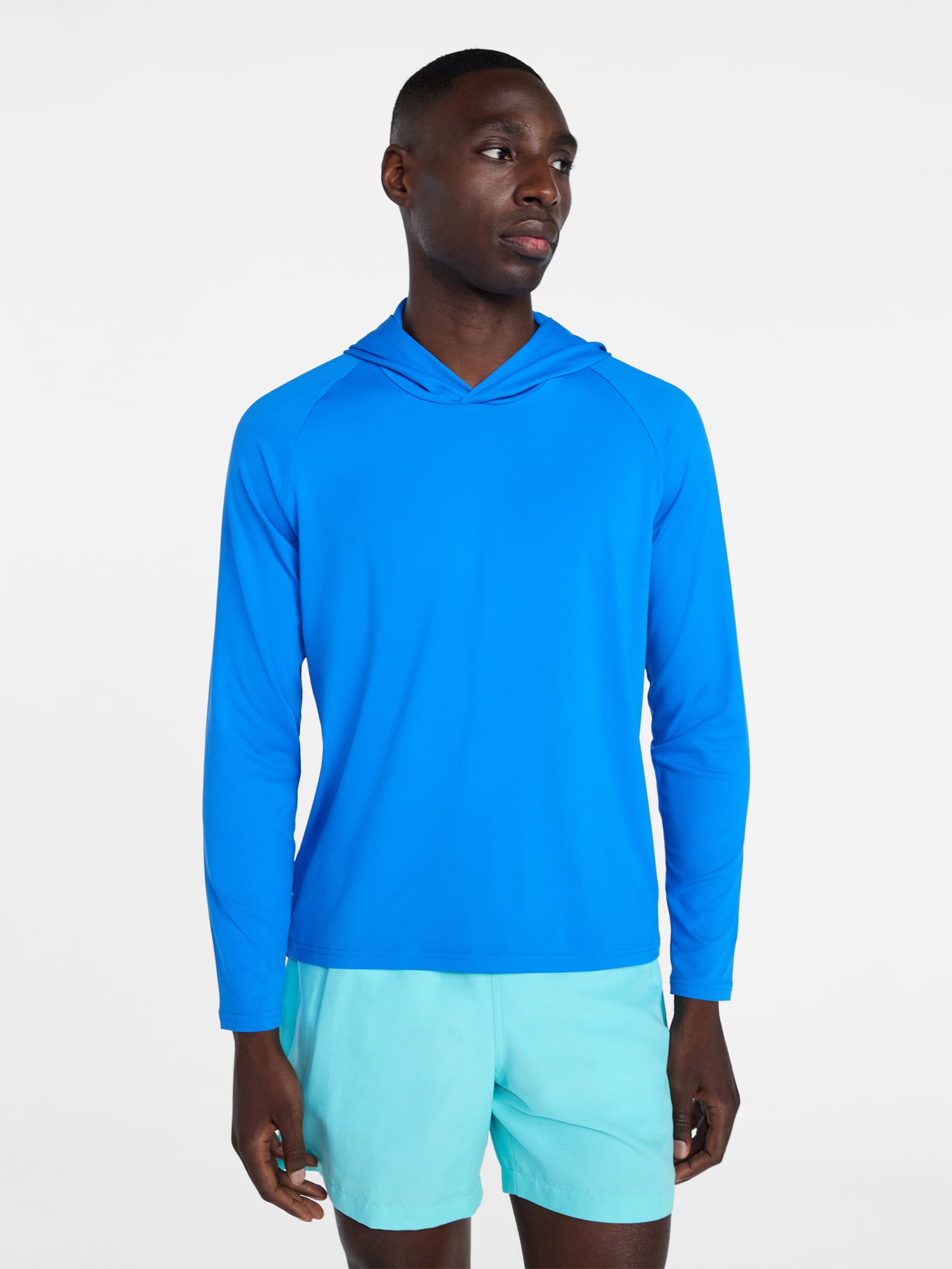 George Men's and Big Men's Hooded Sun Shirt with Long Sleeves, UPF 50 ...