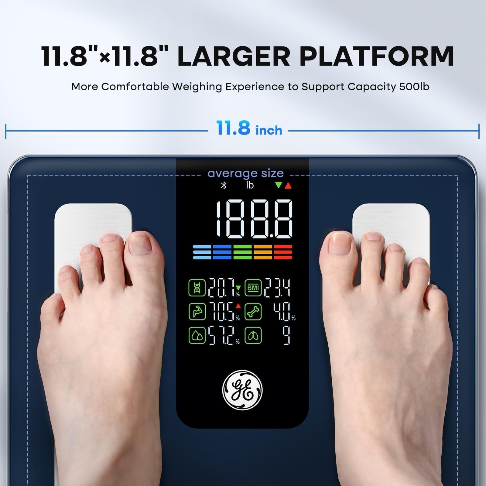 GE Smart Scale for Wight Body Composition, Digital Bathroom, Fat ...