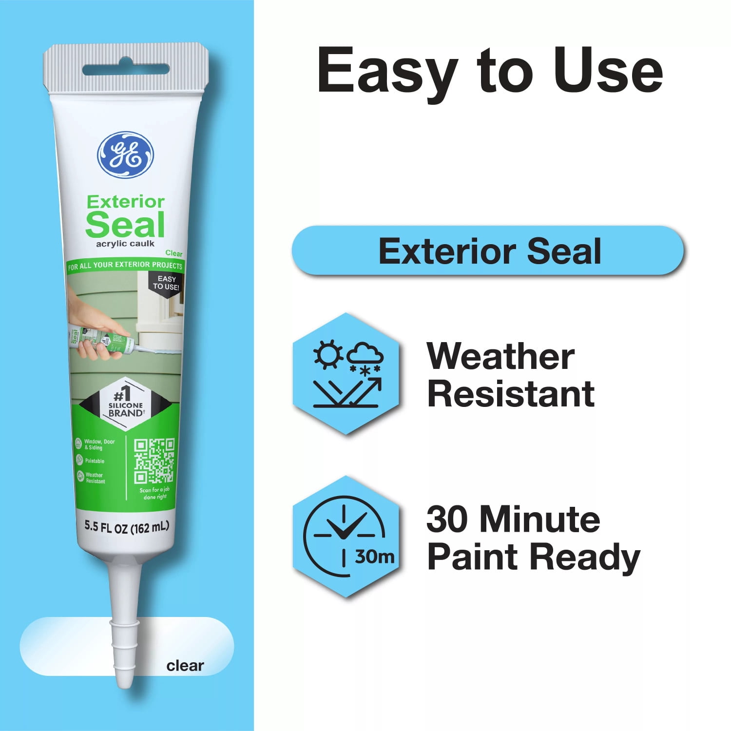GE Exterior Seal Window & Door, Pack of 1, Clear 5.5 oz Tube - Walmart.com
