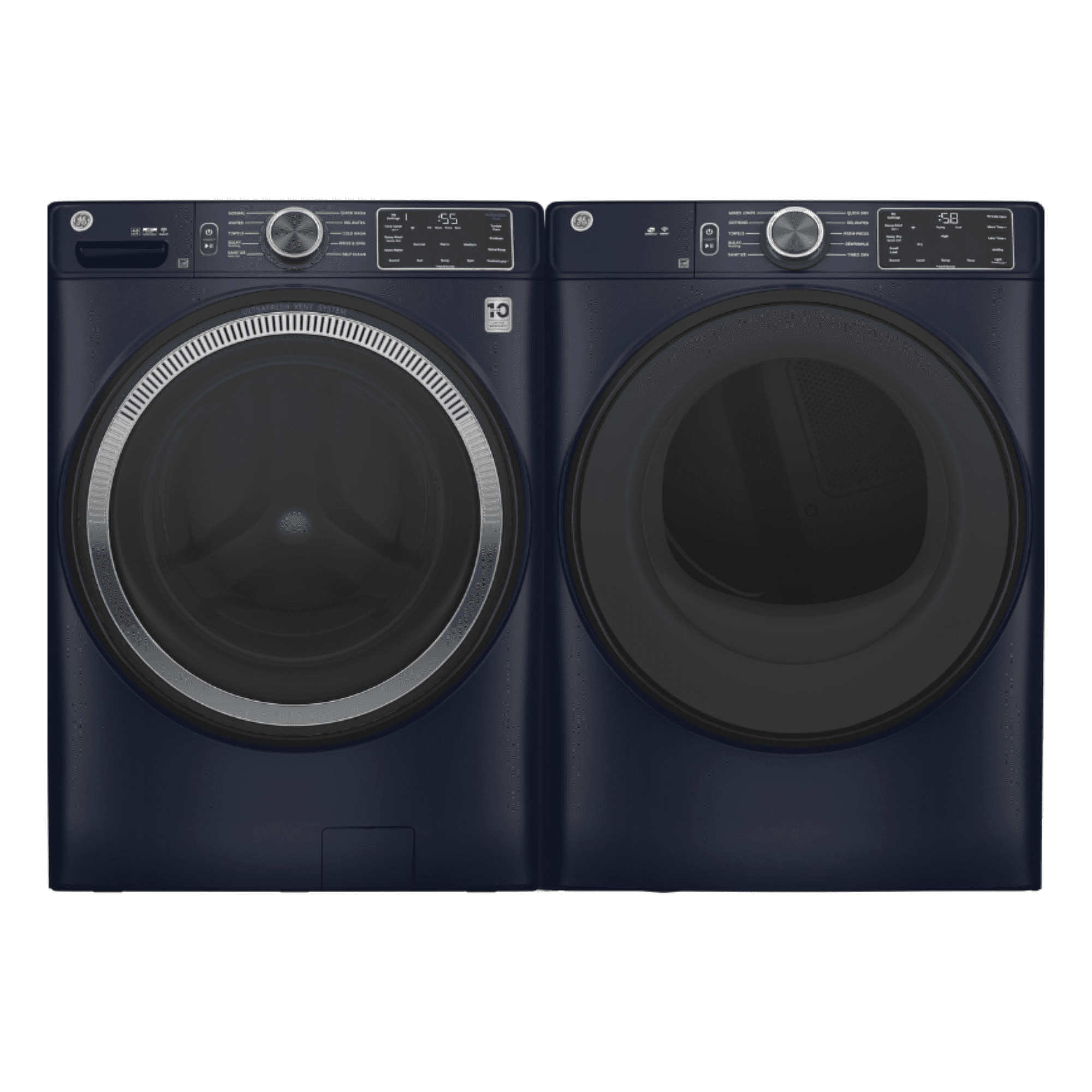 GE Side by side Front Load Washer and Electric Dryer Set - Includes ...