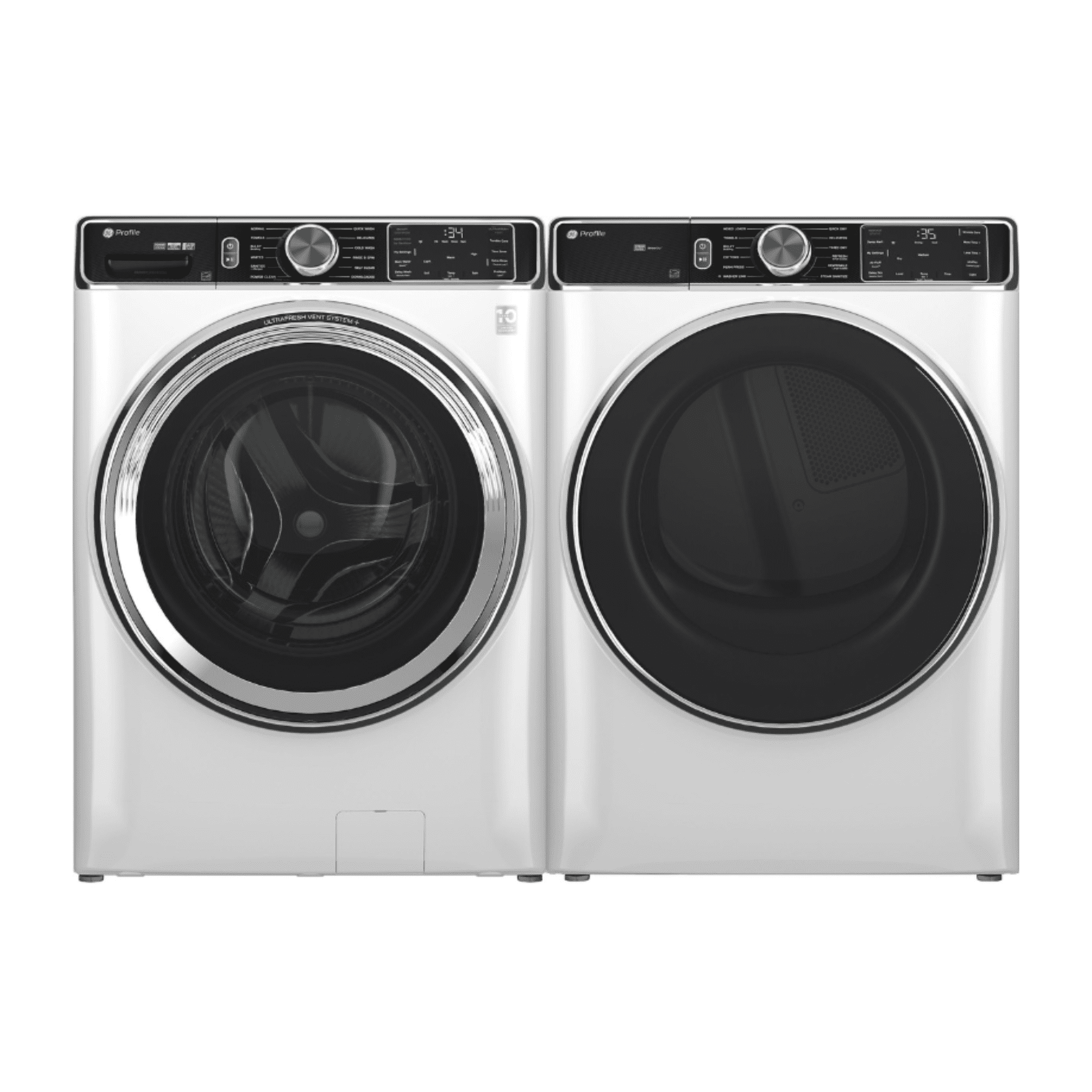 GE Side by side Front Load Washer and Gas Dryer Set - Includes ...