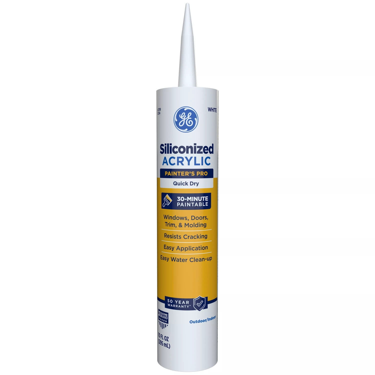 GE Siliconized Acrylic Painters Pro Sealant Quick Dry, Pack of 1, White ...