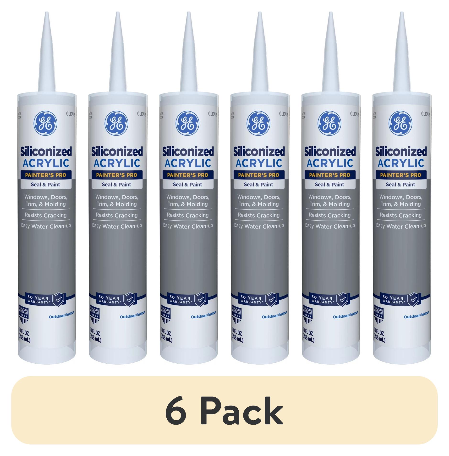 (6 pack) GE Siliconized Acrylic Painters Pro Sealant Seal & Paint, Pack ...