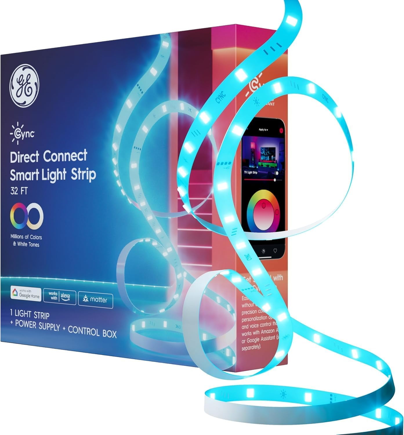 GE Smart LED Strip Light, Color Changing Room Decor LED Light Strip ...