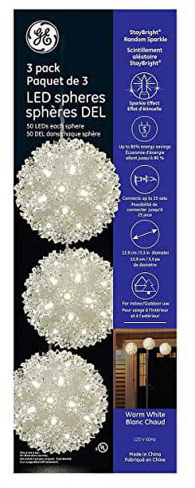 GE StayBright Electric Lighted 50 LED Spheres, 3 Pack, Warm White ...
