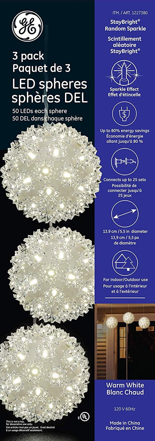 GE StayBright Energy Smart Random Sparkle 50 Effect LED Spheres ...