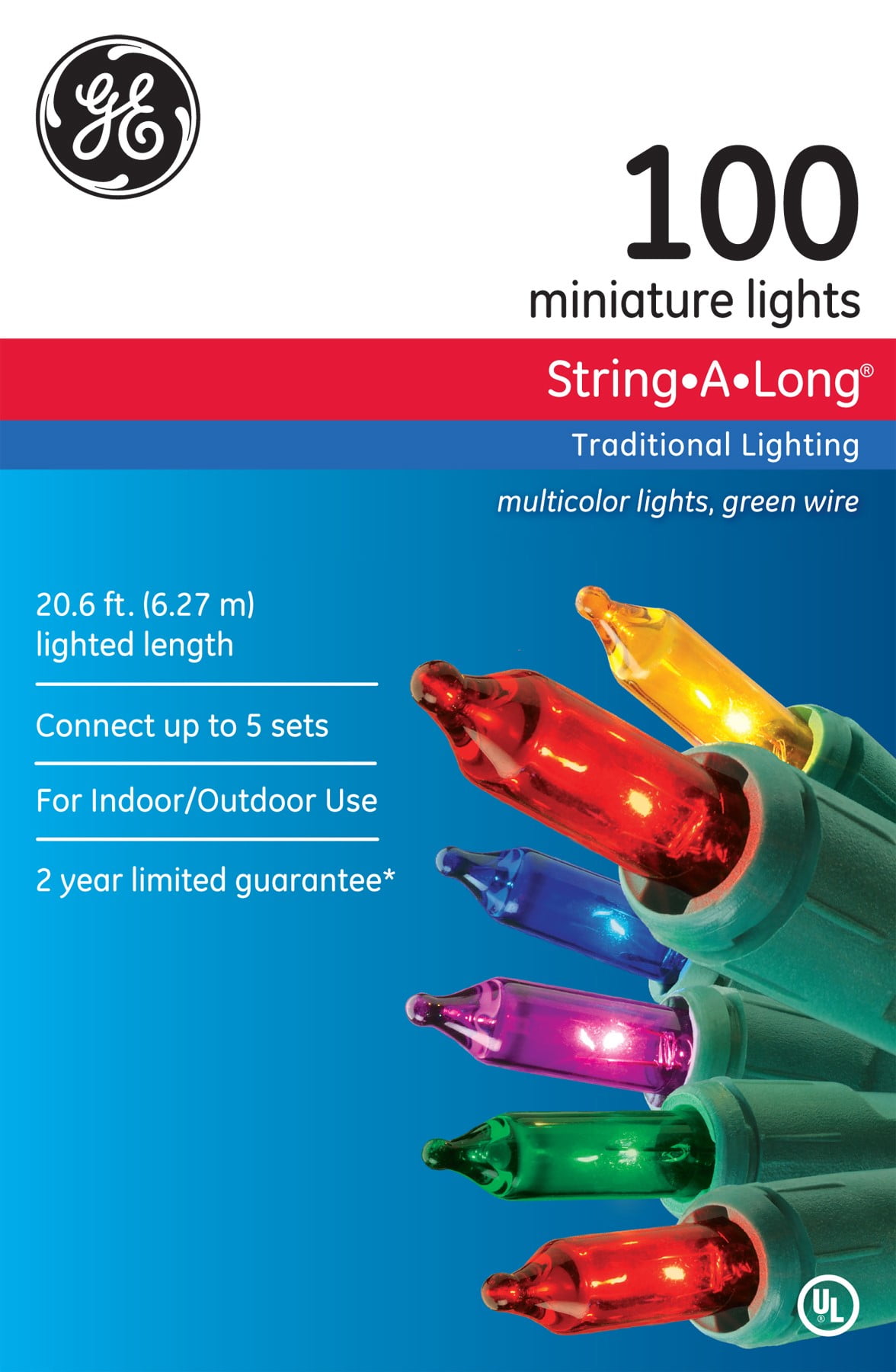 General Electric Christmas Mini Multicolor Light Set 100-Count Holiday ...