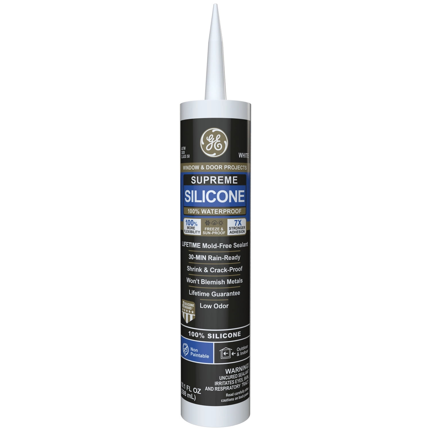 GE Supreme Silicone Window & Door Sealant, Pack of 1, White 10.1 fl oz ...