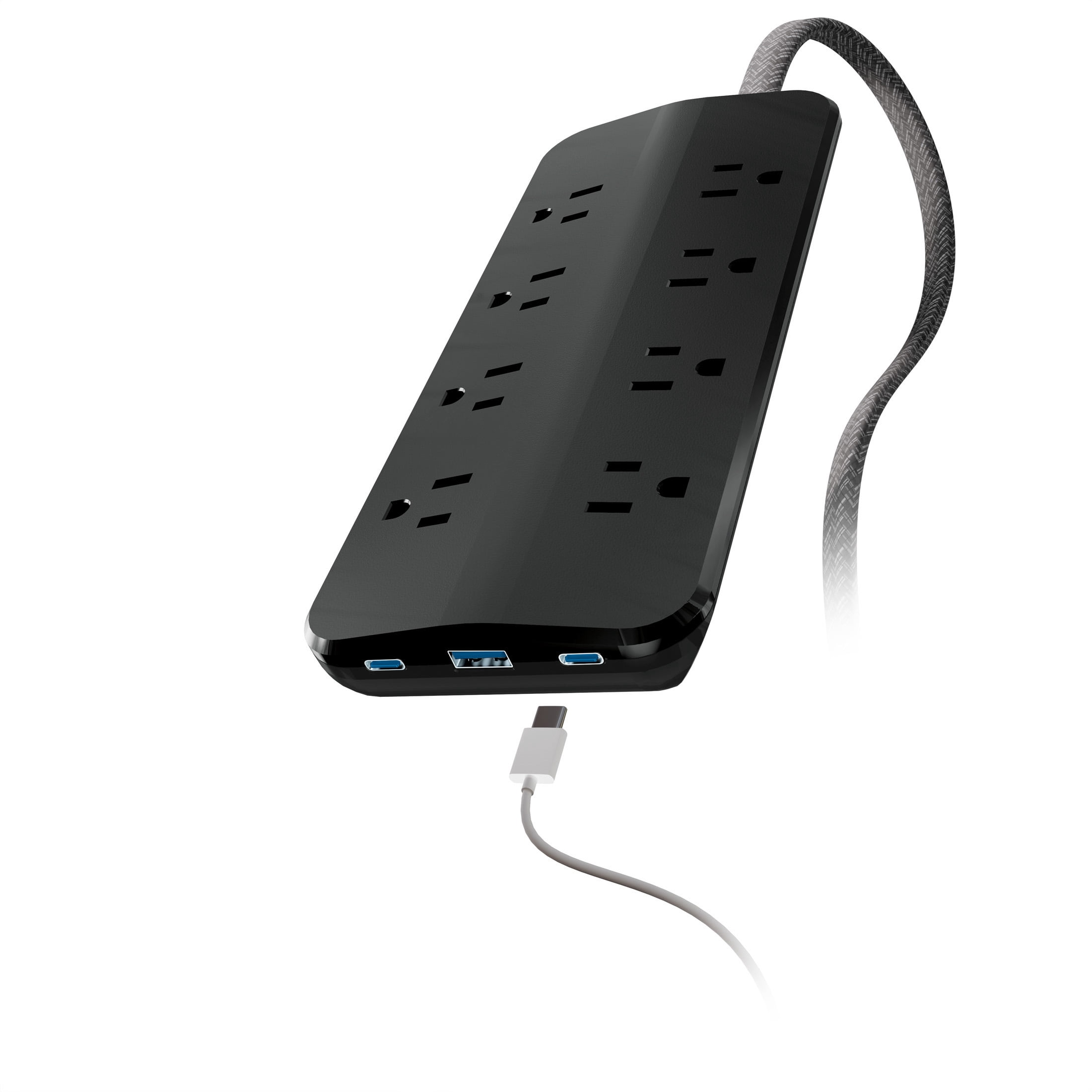 GE 8 Outlet Surge Protector Power Strip, 1 USB-A, 2 USB-C, 1500J ...