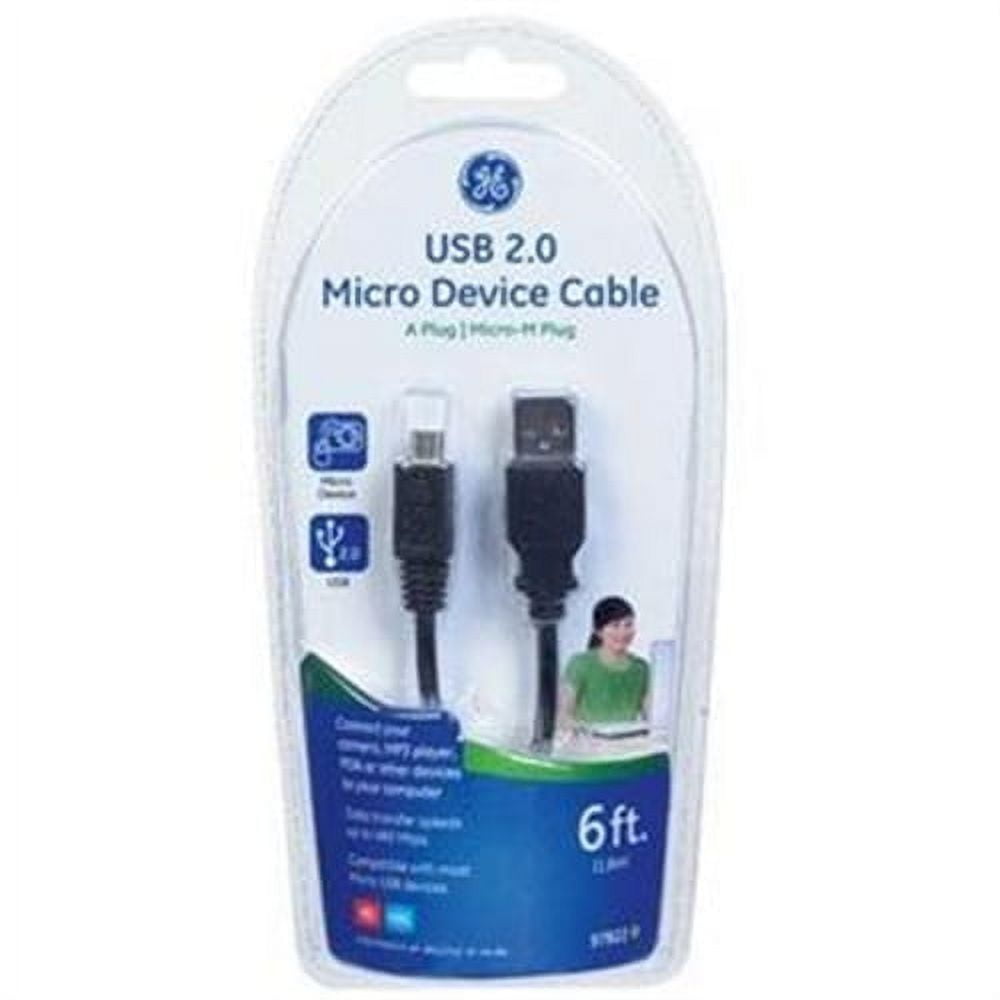 GE 97822 A-Male to Micro B-Male USB 2.0 Cable, 6ft - Walmart.com