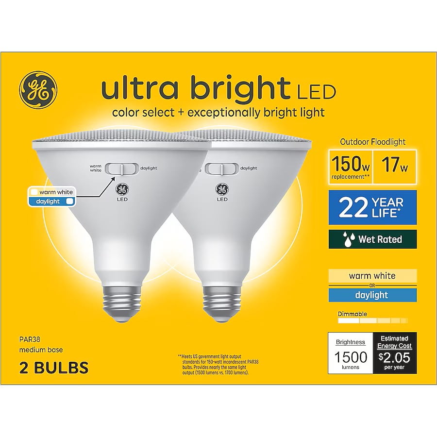 GE Ultra Bright 150-Watt EQ PAR38 Color-changing Medium Base (e-26) Dimmable LED Spot and Flood ...